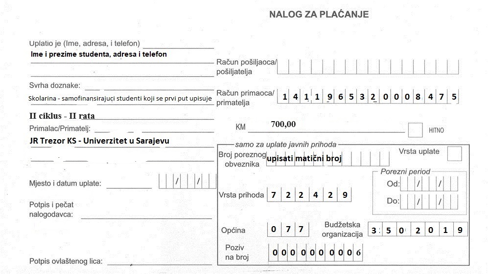 OVJERA ZIMSKOG I UPIS U LJETNI SEMESTAR | Muzička akademija Univerziteta u Sarajevu
